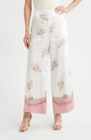 Kobi Halperin Zoe Border Print Wide Leg Pants