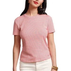 FRANCES VALENTINE Crewneck Ribbed Striped Tee