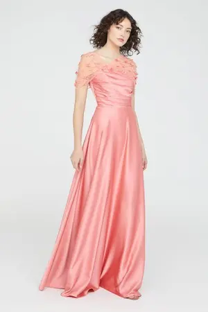Theia Luella Shawl Draped Gown