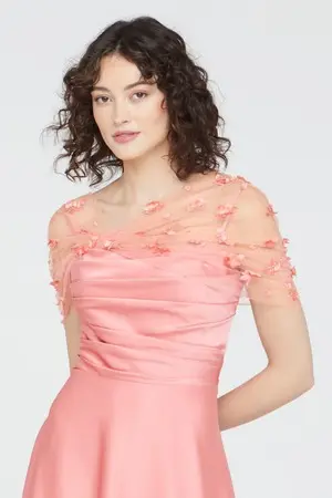 Theia Luella Shawl Draped Gown