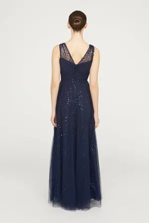 Theia Kiana Beaded V-neck Gown