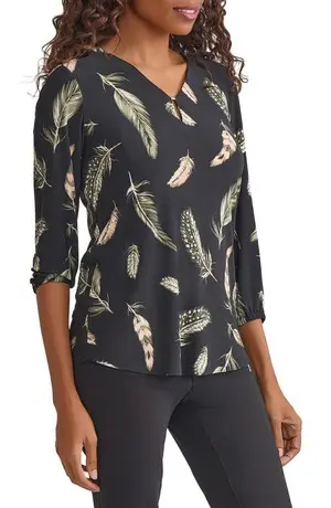 Jones New York Feather Print Knit Top