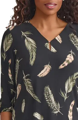 Jones New York Feather Print Knit Top