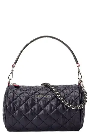 Mz Wallace Quilted Nylon Barrel Crossbody Bag - Black