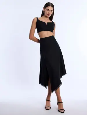 Bcbgmaxazria High Slit Flared Skirt