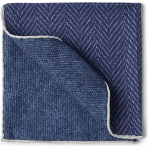 Brunello Cucinelli Chevron Pocket Square Navy Blue