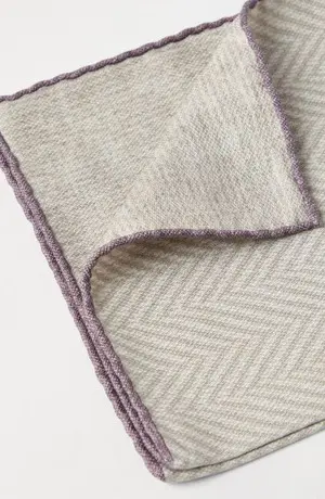 Brunello Cucinelli Chevron Pocket Square - Salt
