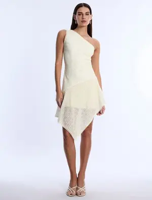 Bcbgmaxazria Georgette Pleated One-shoulder Midi Dress