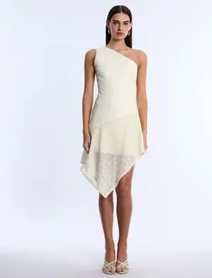 Bcbgmaxazria Georgette Pleated One-shoulder Midi Dress