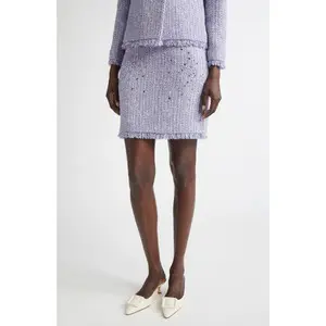 St. John Tweed Skirt - Light Violet/ Blue Lagoon