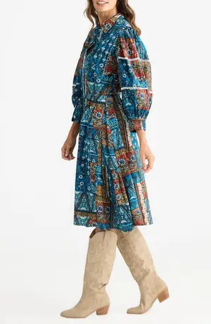 TALISMAN THE LABEL Castella Patchwork Print Shirt Dress