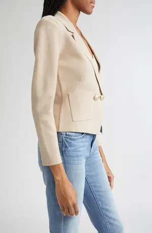 L'Agence Sofia Metallic Knit Blazer