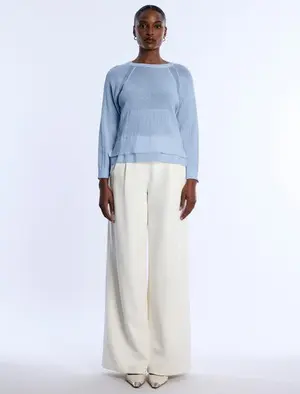 Bcbgmaxazria Pointelle Knit Sweater - Cloud