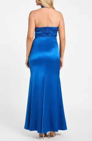 MARCIANO Aretha Halter Satin Gown
