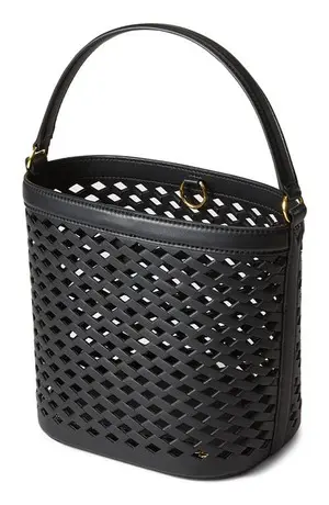 Veronica Beard Small Perforated Leather Bucket Bag