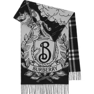 Burberry Wide Reversible Stormy Knight Scarf - Black/calico
