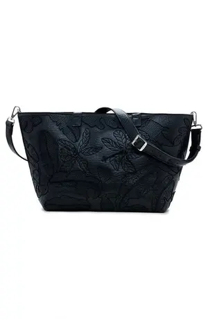 Desigual Leaf Jacquard Faux Leather Tote