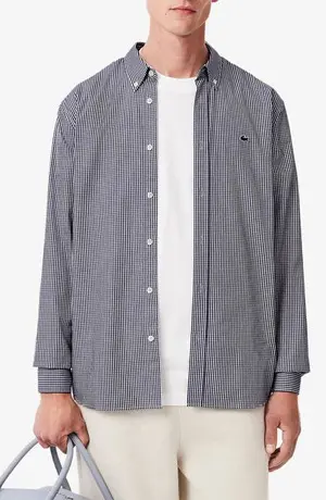Lacoste Checker Cotton Pinpoint Button-down Shirt