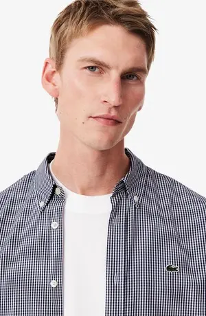 Lacoste Checker Cotton Pinpoint Button-down Shirt