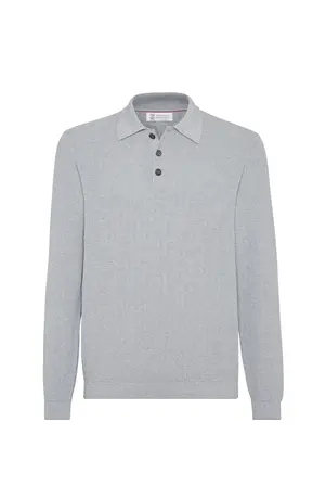 Brunello Cucinelli Rib Knit Polo - Grey