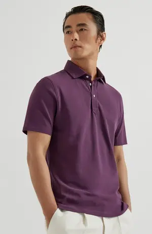 Brunello Cucinelli Piqué Polo Shirt - Burgundy