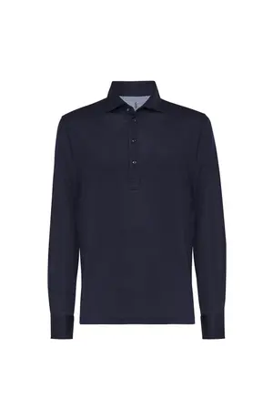 Brunello Cucinelli Jersey Polo Shirt - Navy Blue