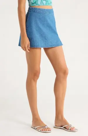 BILLABONG Wave Wash Denim Mini Skirt - Salt Washed