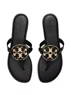 Tory Burch Miller Logo Thong Sandals - Black