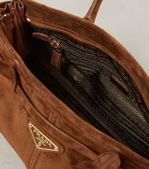 Prada Bonnie Medium Suede Shoulder Bag - Brown