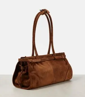 Prada Bonnie Medium Suede Shoulder Bag - Brown