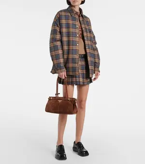 Prada Bonnie Medium Suede Shoulder Bag - Brown
