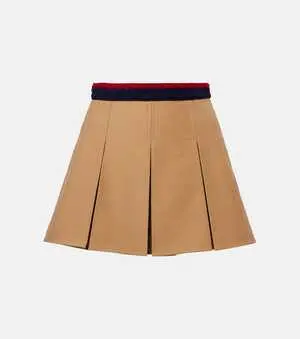 Moncler Pleated Cotton Miniskirt - Beige