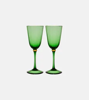 La DoubleJ Rainbow Set Of 2 Wine Glasses - Green
