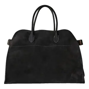 THE ROW Margaux Suede Handbag - Black