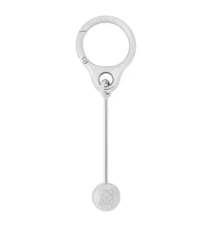 Loewe Stainless Steel Bar Pebble Keychain Silver