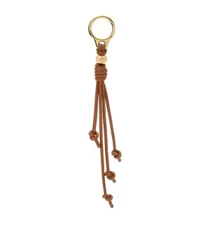 Loewe Leather Fringe Pebble Keychain - Beige