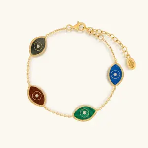 KARMA AND LUCK Evil Eye Multi Stone Chain Bracelet
