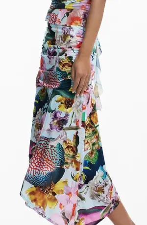 Desigual Printed Asymmetric Maxi Skirt