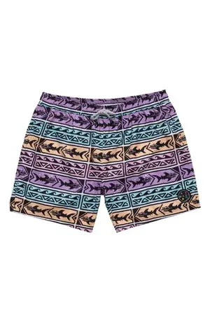 MAUI & SONS Shark Print Microfiber Swim Trunks