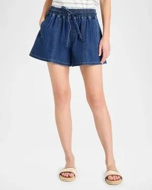 Cinq À Sept Paige Denim Drawstring Shorts - Blue
