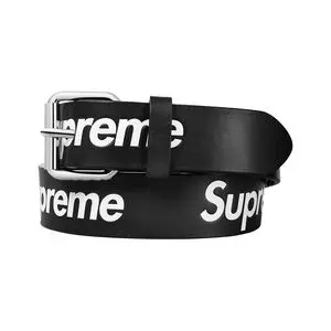 Supreme Repeat Leather Belt Black