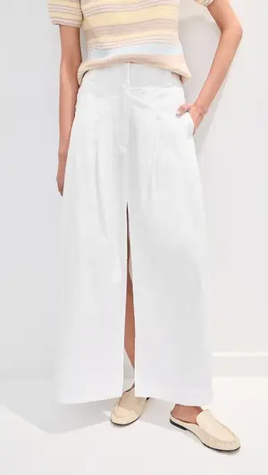 LE BOP Maxi Skirt With Front Slit - White