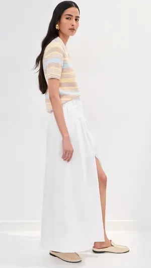 LE BOP Maxi Skirt With Front Slit - White