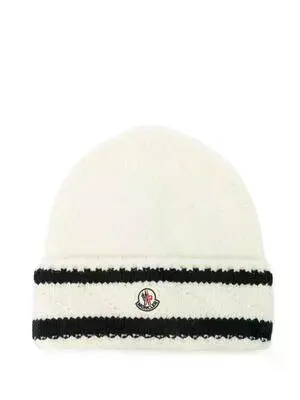 Moncler Virgin Wool-blend Beanie - Neutrals