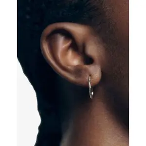 Monica Vinader Siren Small White Gold Hoop Earrings - Silver