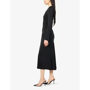 Victoria Beckham Ruched Long-sleeved Midi Dress