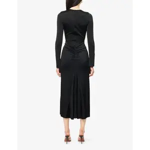 Victoria Beckham Ruched Long-sleeved Midi Dress