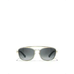 Chanel Polarized Pilot-frame Metal Sunglasses - Gold
