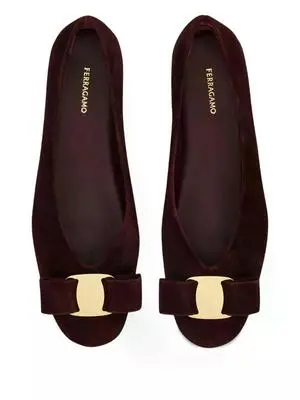 FERRAGAMO Vara Leather Ballerina Shoes - Red