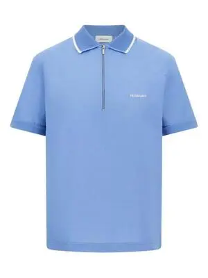 FERRAGAMO Zip-up Polo Shirt - Blue